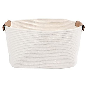 Cotton Rope Storage Basket, Woven Lightweight Rope Basket Large Capacity Flexible with Handle for Laundry (Type C)