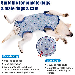 Mosucoirl Dog Recovery Suit,Dog Suit Soft Dog Onesie Breathable Dog Surgery Recovery Bodysuit Medical Pet Shirt for Abdominal Wounds for Dogs Cats Female Male Small Medium Large