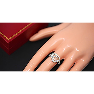 CaliRoseJewelry Sterling Silver Initial Alphabet Heart Personalized Ring (Size 10.25) - Letter K