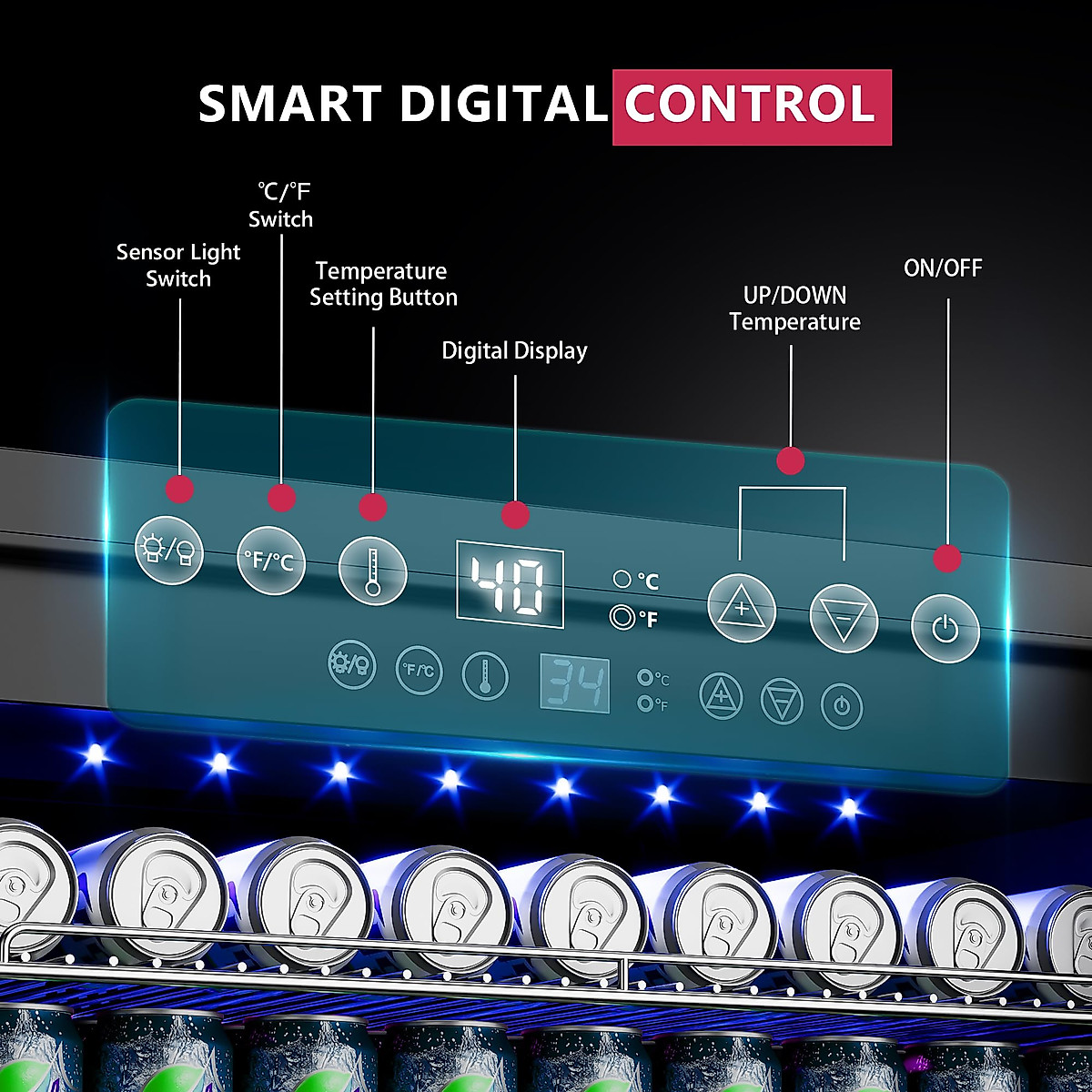 Icyglee 24 Inch Beverage Refrigerator, 180 Cans Undercounter Beverage Fridge with Stainless Steel for Home and Patio Use, Outdoor Refrigerator for Soda, Beer, Wine