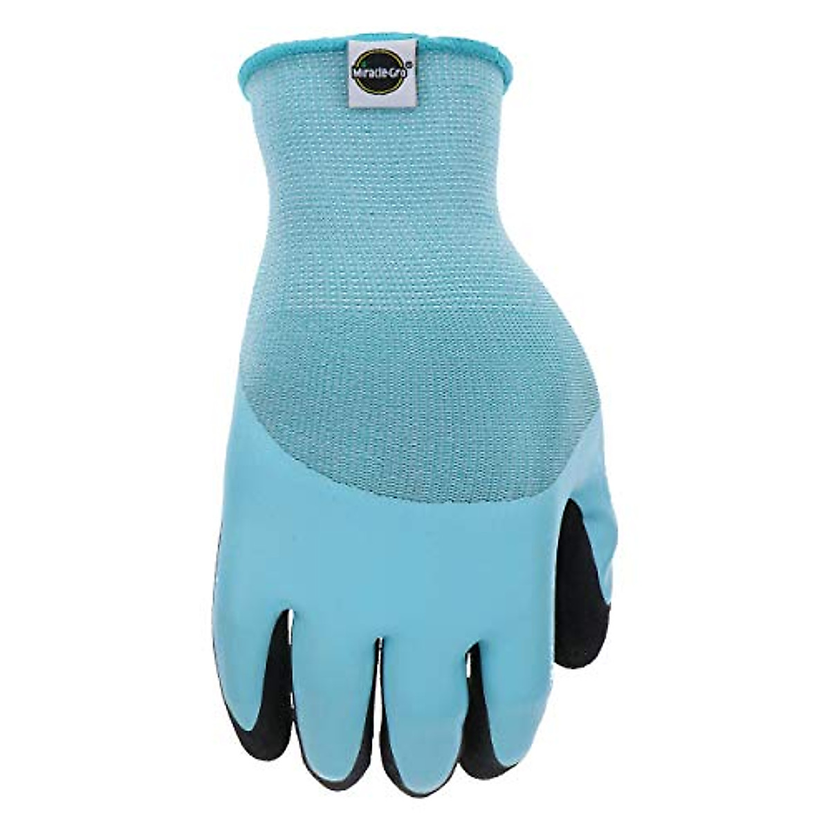 Miracle-Gro MG30604 Water Resistant Grip Gloves – [1 Pair, Small/Medium] Aqua, Double Dip Flat Latex Gloves with Elastic Knit Wrist (Pack of 2)