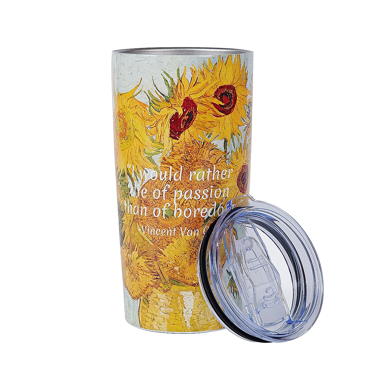 1st Heaven Coffee Tumbler, Van Gogh Art Tumbler, Spill-proof Insulated Coffee Mug with Lid, Inspirational Art Lover Gift for Outdoor, Office & Travel, 20oz (Sunflowers)