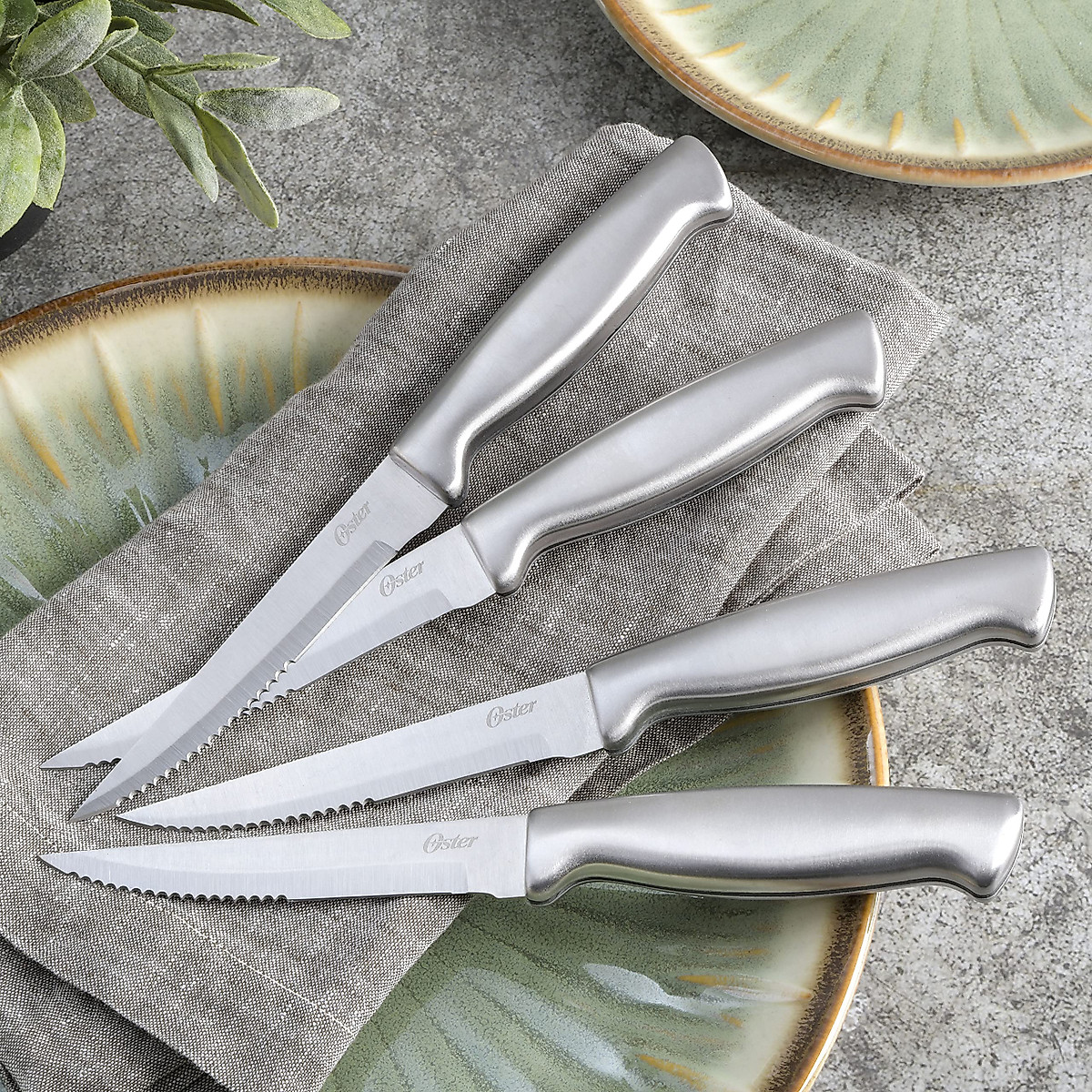 Oster Baldwyn 4 Piece Stainless Steel Serrated Steak Knives