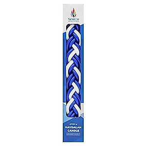 Havdalah Candle Handcrafted Havdala Candle Blue & White Paraffin Wax, Shabbat Candle, Shabbat Judaica Gift (2-Pack)