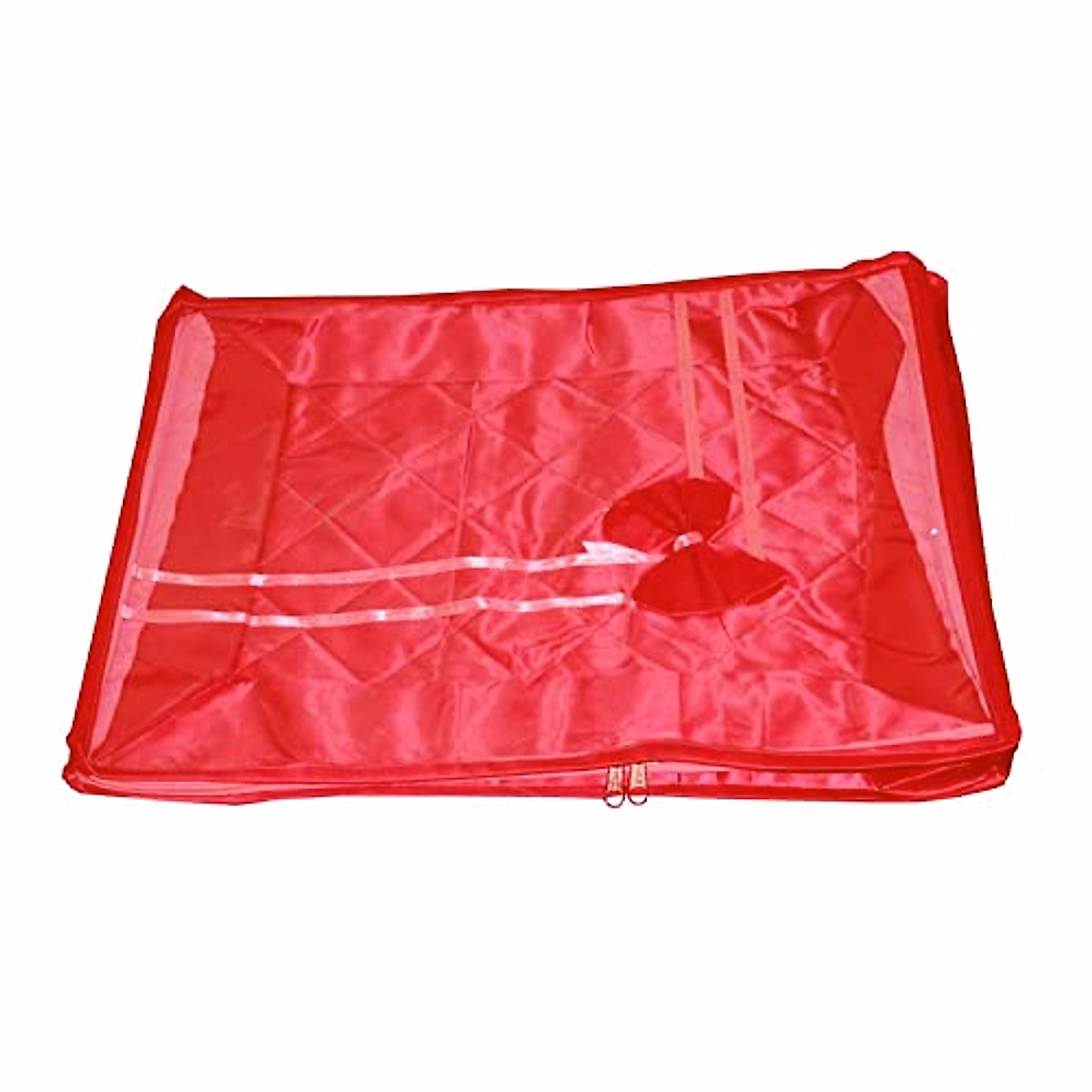 atorakushon Fabric Satin Saree and Blouse Covers Garments Clothes Storage Bag Wardrobe Organizers With Double Zip Lock & Transparent Window Set of 5 Maroon