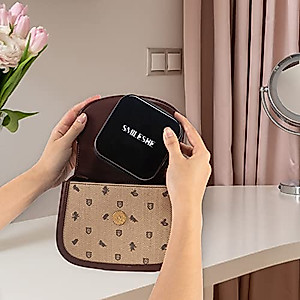 Smileshe Jewelry Box for Women Girls, Small Metal Travel Organizer Case, Mini Portable Gifts Jewellery Storage Boxes for Earrings Rings Bracelets Necklaces