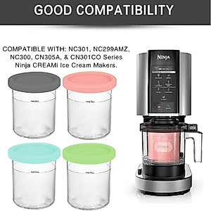 AMPtaan Creami Pints and Lids Compatible with NC301 NC300 NC299AMZ Series Ice Cream Maker - Dishwasher Safe
