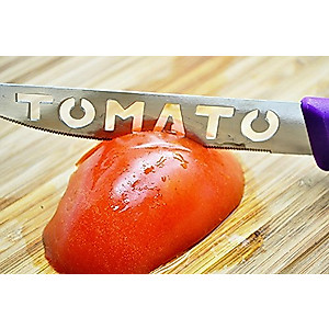 Brandobay Stainless Steel Tomato Slicer Knives Set – 10-inch long including handle – 2-Pack Set of Tomato Cutters – Colors (Blue, Red, Green)