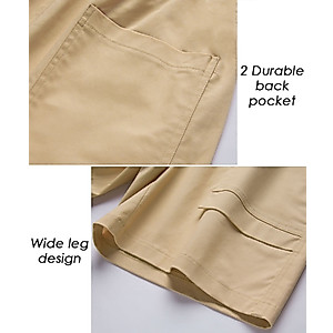 XinYangNi Womens Elastic Waist Drawstring Comfy Cotton Loose Fit Bermuda Multi Pockets Wid Leg Shorts Army Green US 2XL