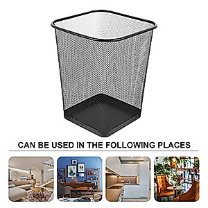 Yardwe Metal Trash Bin Square Metal Wire Mesh Waste Basket Garbage Trash Can Mesh Waste Paper Bin Waste Basket for Kitchen Home Office Dorm Room Living Room Desk Bedroom S