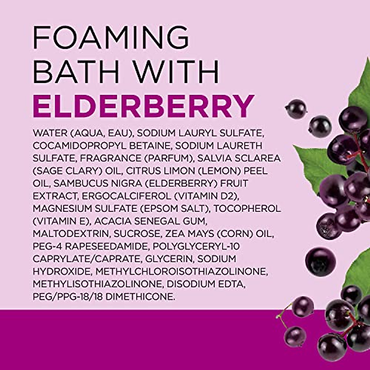 Dr Teal's Foaming Bath with Pure Epsom Salt, Black Elderberry with Vitamin D & Essential Oils, 34 fl oz (Packaging May Vary)