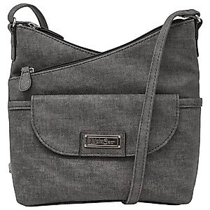 MultiSac Vista Solid Color Vegan Leather Crossbody Handbag One Size Black