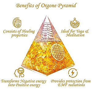 Orgone Pyramid of Success, Citrine Orgonite Pyramid is Healing Crystals for Wealth & Wisdom and Orgonite Pyramid help in Healing Meditation