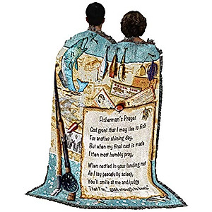 Pure Country Weavers Fisherman's Prayer Blanket - Religious Lake Lodge Cabin Gift Tapestry Throw Woven from Cotton - Made in The USA (72x54)