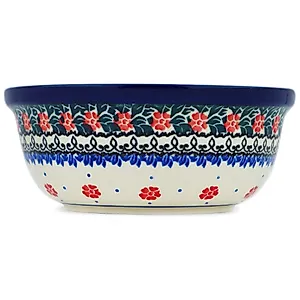 Polish Pottery 6¼-inch Bowl made by Ceramika Artystyczna (Spring Butterfly Theme) + Certificate of Authenticity