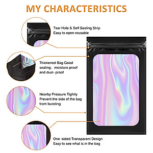 100 Pieces Smell Proof Mylar Bags, 3.5×4.7 inch Resealable Mylar Food Storage Bags with Clear Window for Party Favours Food Self Sealing Storage Supplies Jewelry Electronics