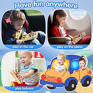 POLKRANE Busy Board with LED Light, Montessori Toys with Toggle Switch, Sensory Toys for Toddlers 1-3, Travel Toys for Educational Toddler Activities for 1 2 3 (MB-CAR)