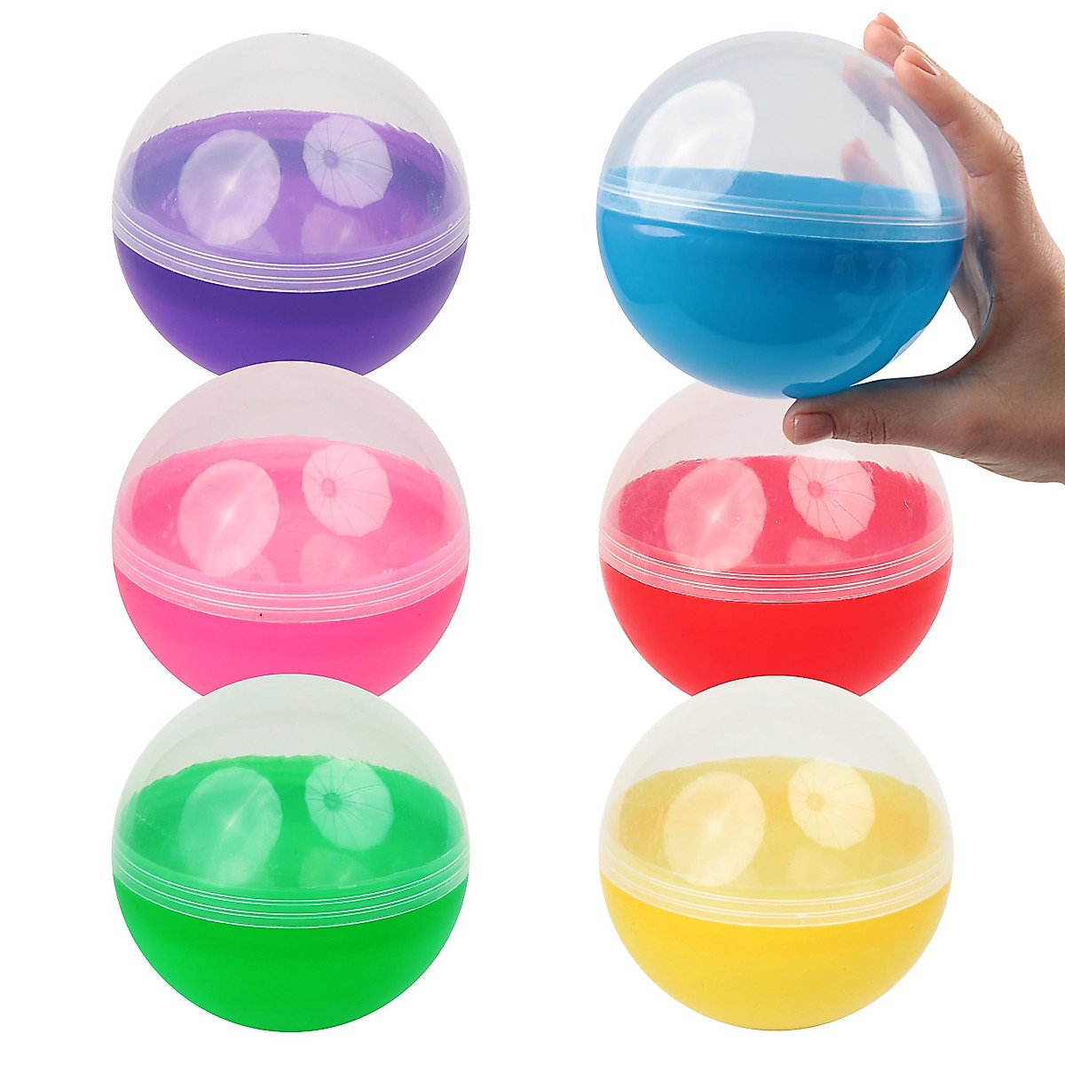 Capsule Vending Machine Translucent Round Capsules Empty 7 pcs 4.7 inch - Gumball Machine Capsules Easter Basket Stuffers Birthday Gifts - Pinata Stuffers DIY Craft Supplies Claw Machine Refills