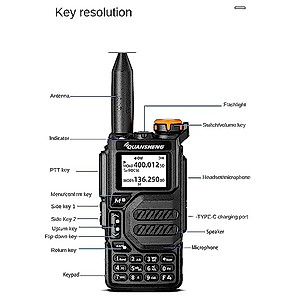 QuanshengUVK5 AM/FM/DTMF walkie Talkie 200 Channel Three Frequency Receiving walkie Talkie NOAA Weather Forecast, with Flash VOX Replication Frequency LCD Display for Hiking Camping Trip (1 Piece)