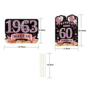 2Pcs 16" Large Happy 60th Birthday Party Yard Sign Decorations for Women,Rose Gold 60th Birthday Yard Signs with Stakes,Weatherproof Outdoor Lawn Decorations (New 60th)
