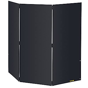 VEVOR Fireplace Screen, 47 x 34.3 Inch, 3-Panel Iron Freestanding Spark Guard with Support, Metal Craft, Broom Tong Shovel Poker Included, for Fireplace Decoration & Protection, Black