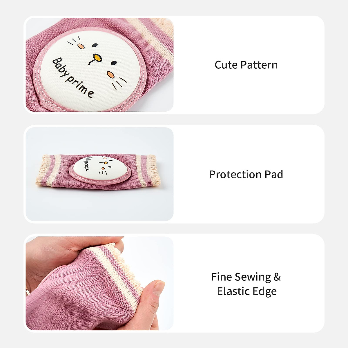 Reidio 2 Pairs Baby Knee Pads for Crawling Breathable Elastic Cotton Crawling Knee Pads Cute Unisex Baby Knee Protector with Sponge Pad for Baby Toddler (Rabbit & Cat)