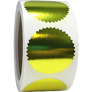 Veltec 2” Glossy Self-Adhesive Foil Seal Labels for Certificates, Notary Seals, Embossing Seals, Awards, Corporate Seals, 250 Stickers (Gold)