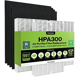 Durabasics 3 HEPA Filter Set for HPA300 Honeywell Air Purifier Filters & Honeywell HPA300 - For Honeywell Air Purifier Filter Replacement HPA300 - Replacements for Honeywell Filter R & HPA300 Filter