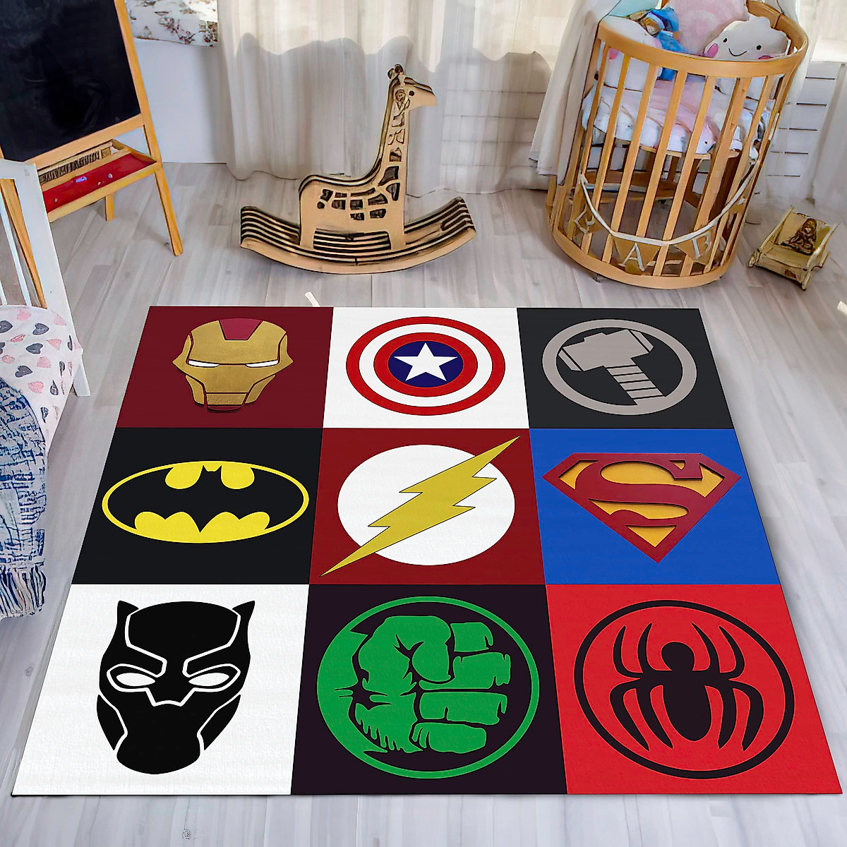 Rugendary Super Hero Rug Fantastic Area Rug Kids Room Nursery Rug 3D Digital Print Graphic Carpet Living Room, Bedroom, Playroom (Ultra Soft Quality, 2x2 ft.)