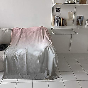 LUSWEET Fleece Blanket Lightweight Cozy Throw Blanket Ombre Pink Grey Warm Bed Blanket,40x50 Inch Flannel Blanket Fit Sofa,Bed,Couch,Luxury Microfiber Throws