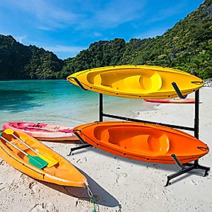 Goplus Kayak Storage Rack, Garage Kayak Hanger for 2 Kayaks, Canoe, SUP &Paddle Board, Heavy Duty Kayak Holder Strand with Height Adjustable Rack, 175 LBS MAX Load, Kayak Racks for Outdoor Storage