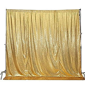 10Ft x 10Ft Gold Sequin Backdrop Curtain, Glitter Thick Not See Through Satin Background Drapes, Sparkly Opaque Photography Curtain, Sequence Xmas Thanksgiving Backdrop for Wedding Party Decor