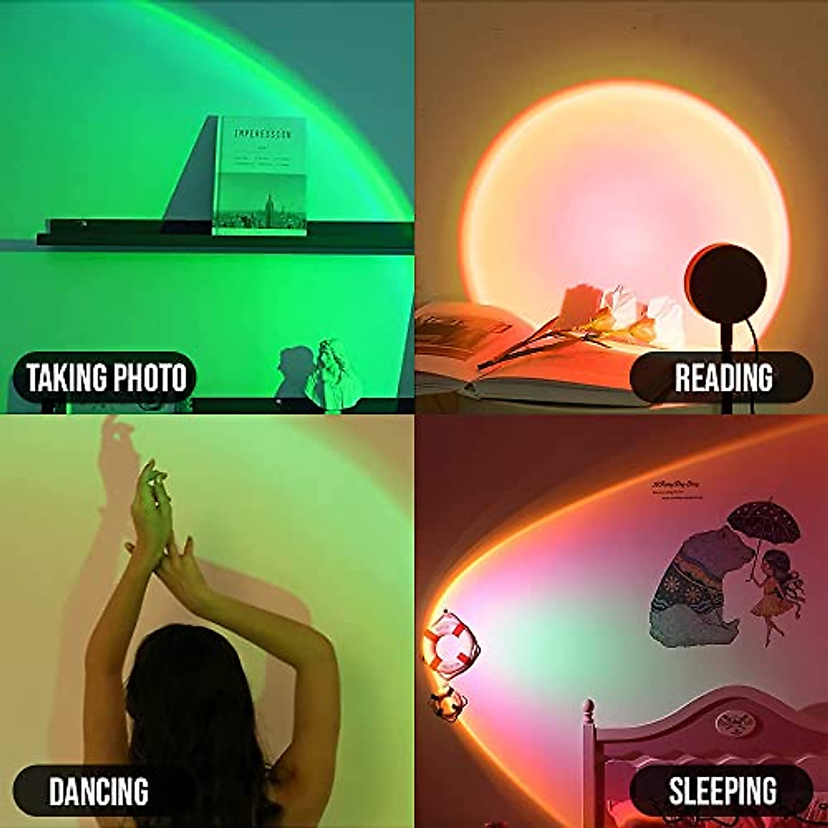 Sunset Lamp - 16 Colors Changing Remote Projector LED Lights - 360 Degree Rotation or Christmas Decorations Photography/Bedroom/Home Decor Sunset Lamps - Sunlight Projector - Sunset Projection Lamp