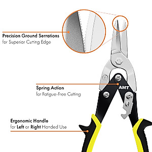 AMERICAN MUTT TOOLS 10 Inch Straight Cut Tin Snips Heavy Duty – CrMo Sheet Metal Cutter – Aviation Snips for Sheet Metal – Sheet Metal Snips, Sheet Metal Shears Tin Snips for Cutting Metal Sheet