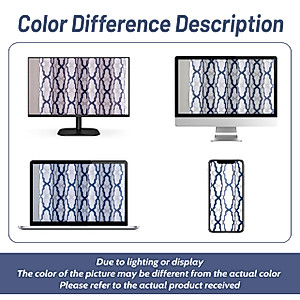 DriftAway Mason Geometric Trellis Pattern Window Curtain Valance Rod Pocket 52 Inch by 14 Inch Plus 2 Inch Header Navy