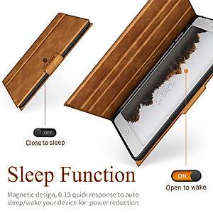Antbox Case for iPad 9th Generation (2021) iPad 8th/7th Generation with Pencil Holder Auto Sleep/Wake Function PU Leather Smart Cover for iPad 10.2'' (Brown)