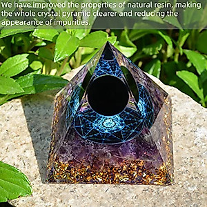 Hopeseed Orgone Crystal Pyramid Obsidian&Amethyst Healing Crystal Pyramid Nubian Orgonite Positive Energy Chakra Meditation …