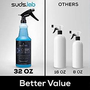 Suds Lab CH Ceramic Hydro-Coat, Hydrophobic Car Sealant, Water Activated Spray, Easy To Use Water and Dirt Repelling Finish Treatment For All Vehicles, High Gloss Spot Free Shine 32 oz.