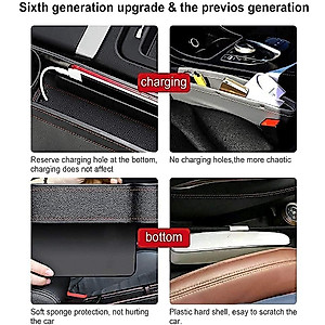 Car Seat Gap Filler, 2 Pack Multifunctional Car Seat Organizer with Cup Holder, Car Console Side Organizer for Cellphones, Wallets, Keys, Coin, Cards, Sunglasses, Passenger Side & Driver Side - Black