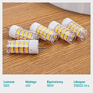 Maelsrlg GY6.35 LED Bulb, 4W(50W Equivalent), 12V-24V AC/DC, Warm White 3000K, 500 Lumens, T4 Type GY6.35 Bi-Pin Base Light Bulbs for Landscape Lighting, Pendant Light, Non-Dimmable, Pack of 5