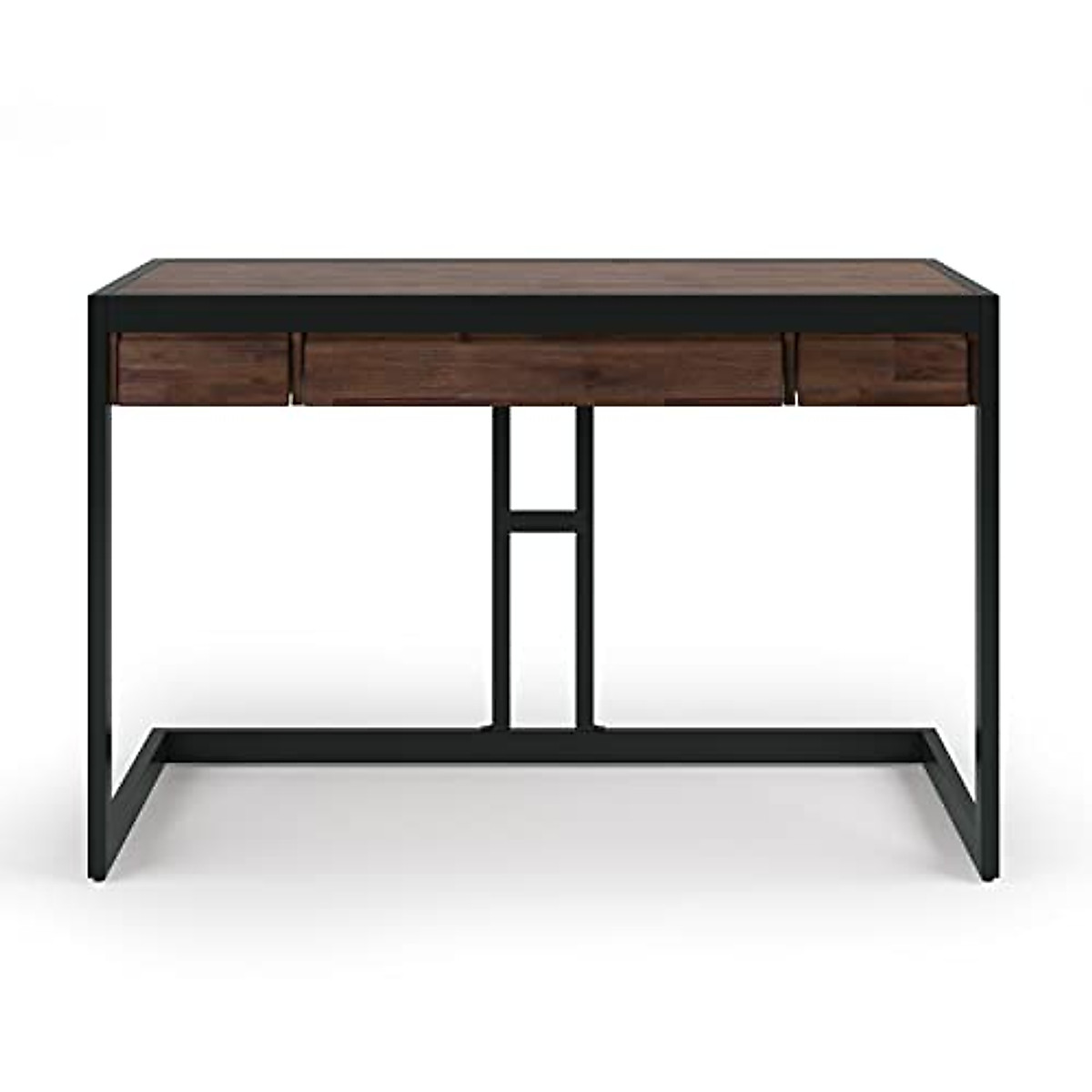 SIMPLIHOME Erina SOLID ACACIA WOOD Modern Industrial 48 inch Wide Small Desk in Distressed Charcoal Brown