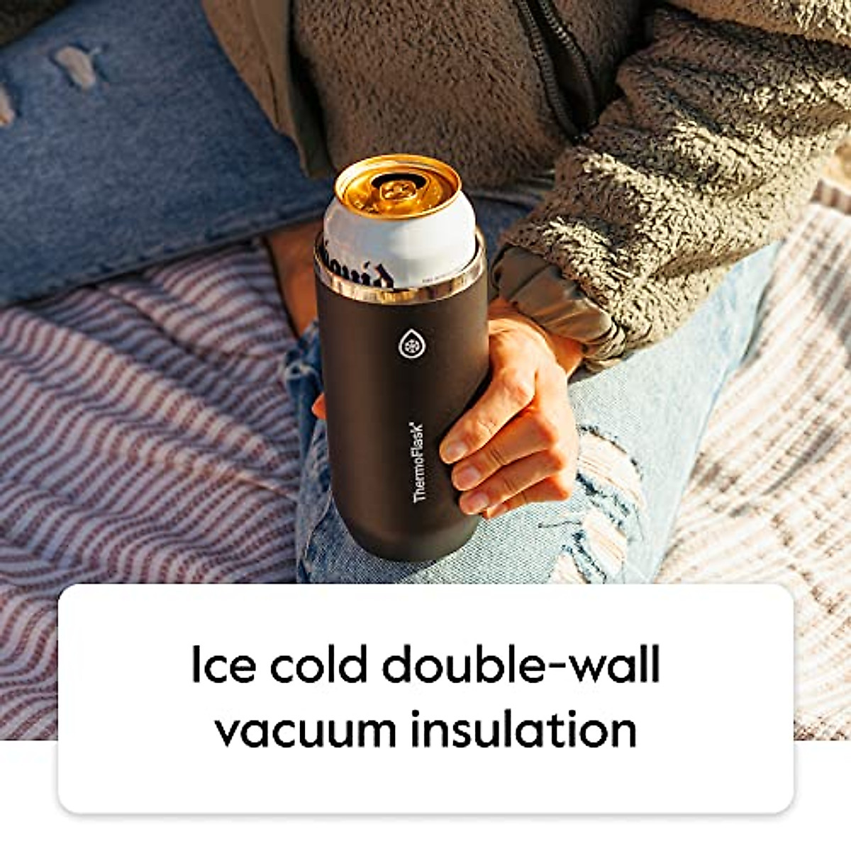 Thermoflask Premium Quality Vacuum Insulated Can and Bottle Cooler, Tall Size, 16 Ounce, Ultimate Gray