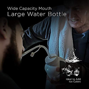 Pro Impact Boxing Water Bottle - Squeezable Plastic w/Long Straw - Ideal for Gym Yoga Sports Boxing Lacrosse Football Hockey Cycling & Outdoor (35.5 Oz.) (White)