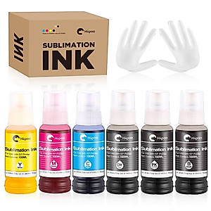 Hiipoo 600ML Sublimation Ink for EcoTank ET-8500 ET-8550 Wide-Format Supertank Printers Heat Press Transfer on T-Shirt Tumblers (6 Color, 1PK,1BK,1C,1M, 1Y, 1GY)