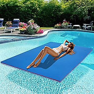 Outroad Lily Pad Floating Mat, 3-Layer XPE Foam 9 Ft Water Pad for Beach, Ocean, Lake, Roll-Up Floating Island for Water Recreation and Relax, Blue