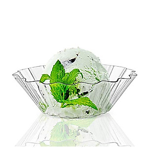 Healthcom 50 Pcs 3 inch Mini Clear Plastic Appetizer Plates Dessert Plates Flower Ice Cream Dessert Bowls Tasting Bowls Dishes Serving Plates Dip Sauce Snacks Plates Small Serving Cup Party Supplies