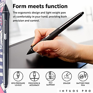 Wacom Intuos Pro Small Bluetooth Graphics Drawing Tablet, 6 Customizable ExpressKeys, 8192 Pressure Sensitive Pro Pen 2 Included, Compatible with Mac OS and Windows,Black