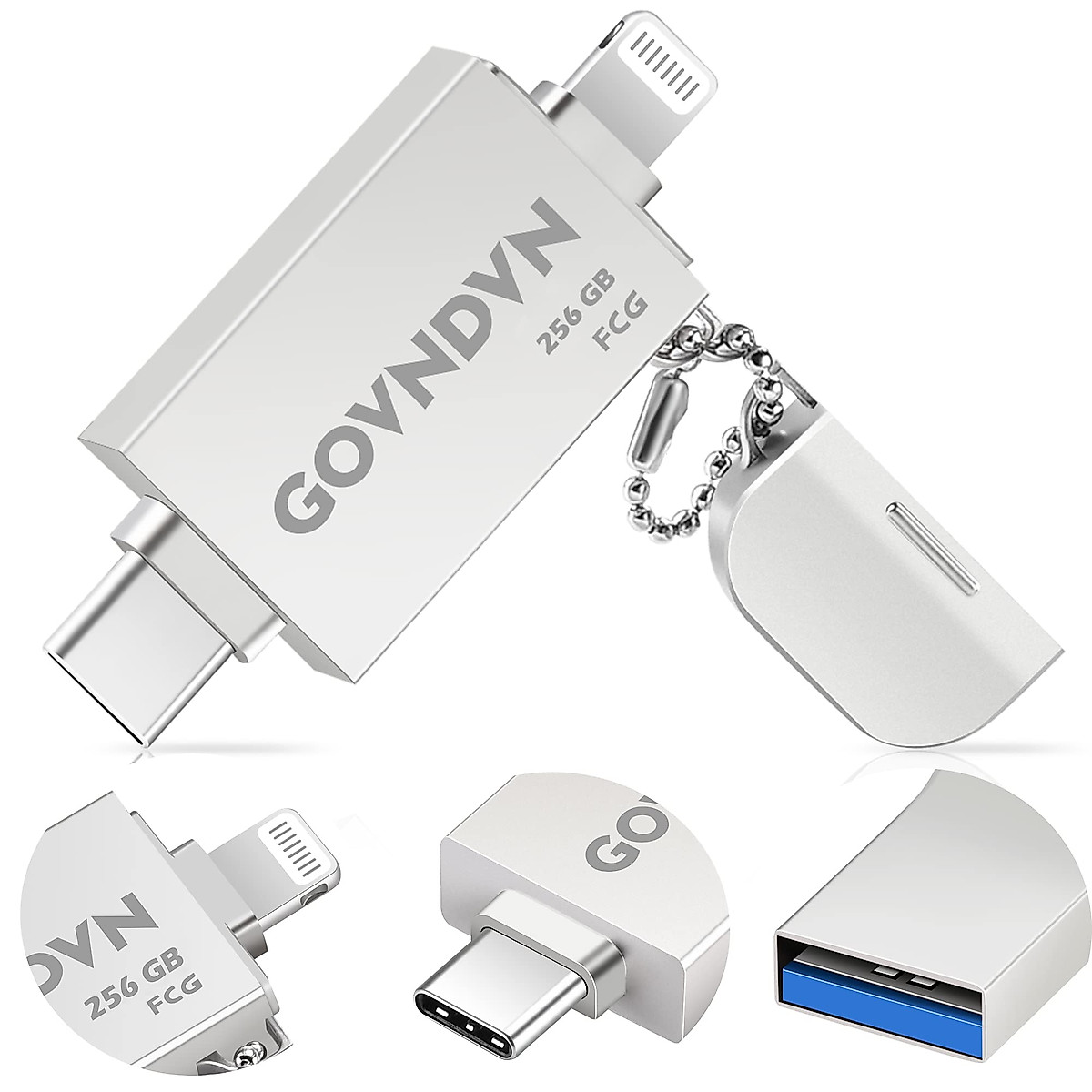 GOVNDVN MFi Certified 256GB iPhone Photo-Stick-USB-C iPhone-Flash Drive Photo-Storage-Thumb-Drive iPhone Backup Stick iPhone Memory Storage for iPhone 15/14/13/12/11 iPad Mac PC Android