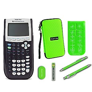 Texas Instruments TI-84 Plus Graphing Calculator + Guerrilla Zipper Case + Essential Graphing Calculator Accessory Kit (Green)