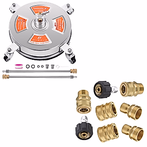 M MINGLE 14'' Pressure Washer Surface Cleaner Attachment, Ultimate Pressure Washer Adapter Set, Quick Disconnect Kit